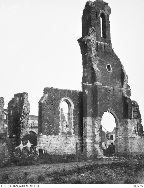 The ruins of the village church. It was in this area on 29-20 July 1916 ...