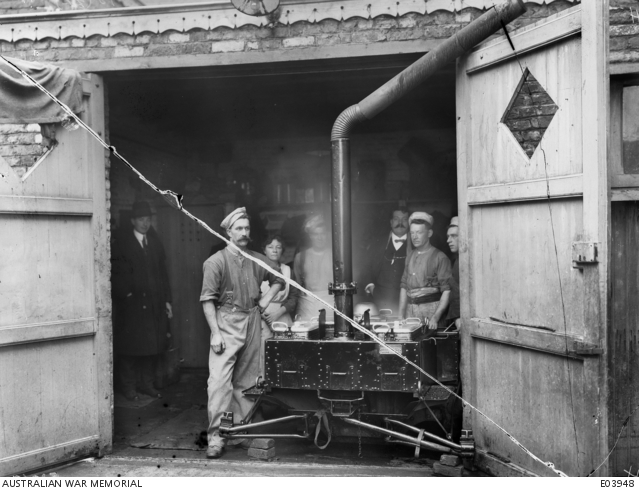 The unidentified cooking staff and field kitchen of 'C' Company of the ...