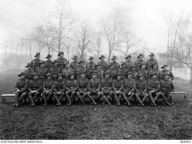 An outdoors groups portrait of unidentified members of C Company of the ...