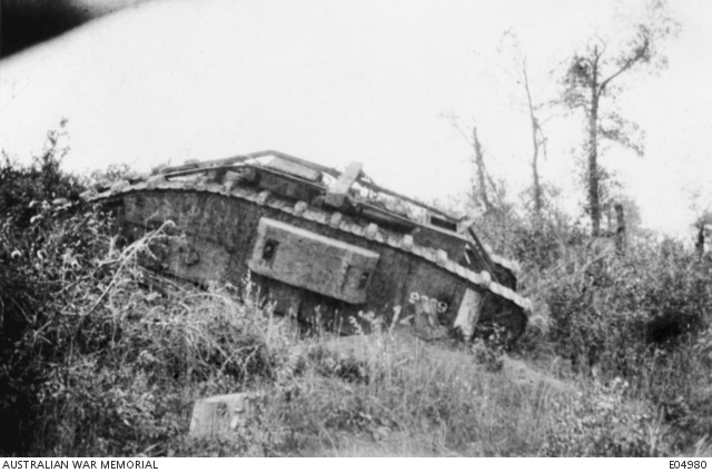 A disabled Mark V Tank (female), one of the tanks which on 8 August ...