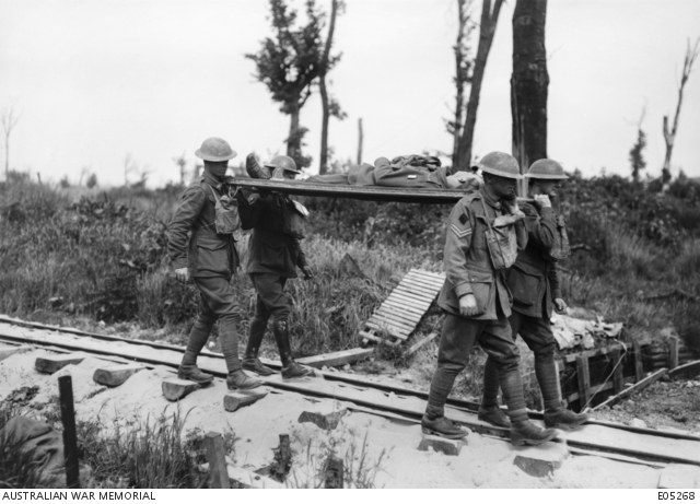 Four unidentified stretcher bearers of the 2nd Australian Division ...