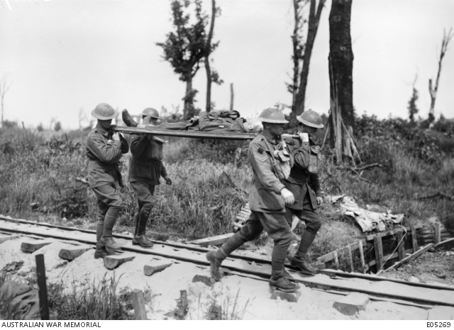 Four unidentified stretcher bearers of the 2nd Australian Division ...