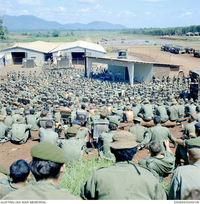 Nui Dat, South Vietnam. 1969-07. Singer Margaret Keller of Sydney, NSW ...