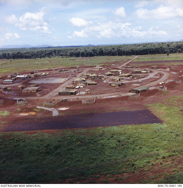 South Vietnam. July 1970. Aerial view of Fire Support Base (FSB) Tess ...