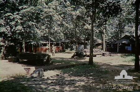 Nui Dat, South Vietnam. 1971. Exterior view of Headquarters Company ...