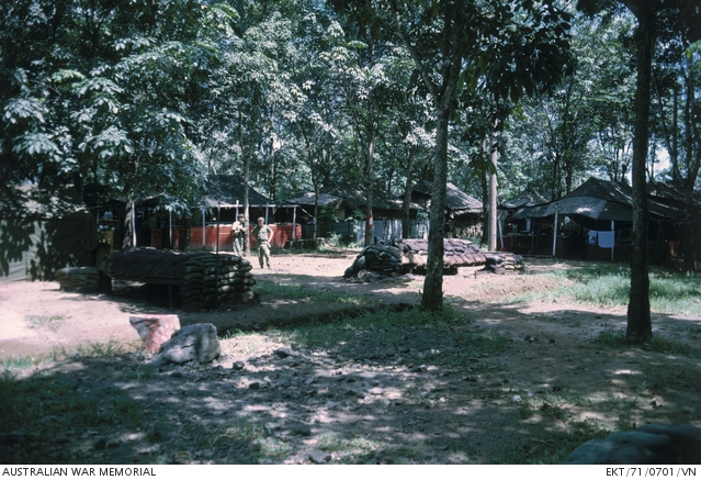 Nui Dat, South Vietnam. 1971. Exterior view of Headquarters Company ...
