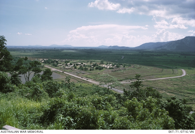 Nui Dat, South Vietnam. 1971. Aerial view of Cavalry Regiment area at ...