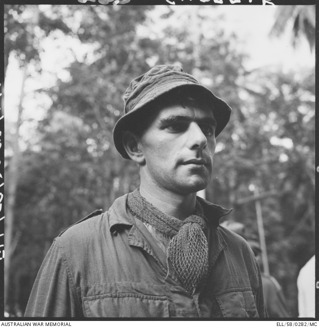 Informal portrait of 1/4109 Private (Pte) M R 'Kiwi' Gibbons, aged 28 ...