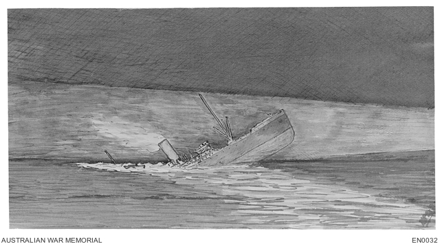 A Sub Lieutenant on HMAS Australia made this sketch of a sinking German ...