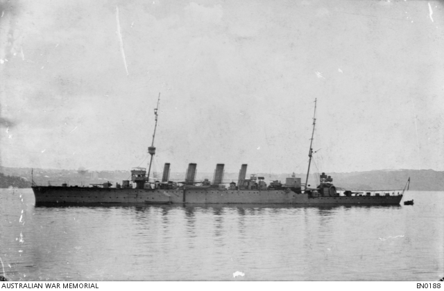 The light cruiser HMAS Brisbane in Fiji. The Brisbane was built in ...