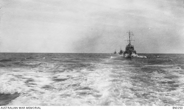 The Australian destroyers HMAS Yarra, HMAS Torrens and HMAS Parramatta ...
