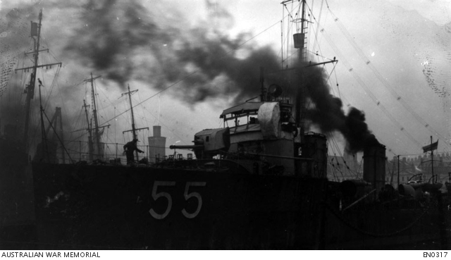 The destroyer HMAS Parramatta after leaving dry dock. Note the number ...