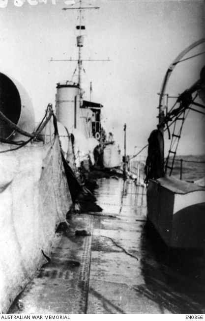 A heavy sea off the French coast, seen from the deck of the destroyer ...