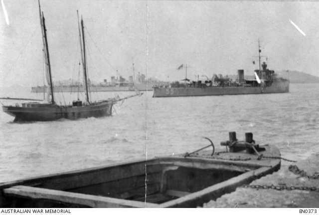 HMAS Parramatta (with the number 55 painted on the starboard side) and ...