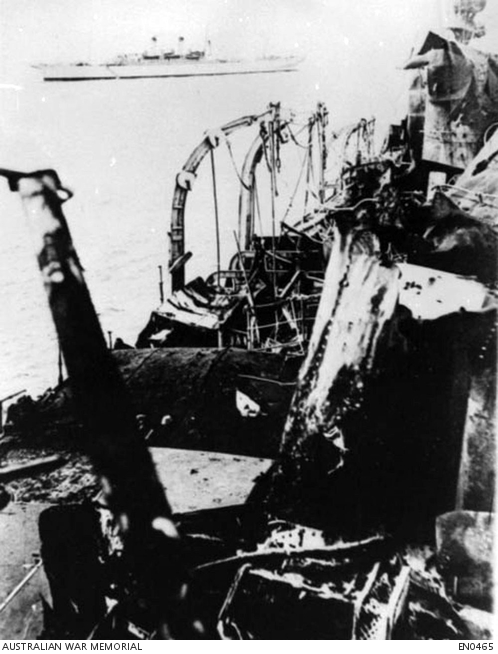 The starboard side of the boat deck on the German cruiser Emden after ...