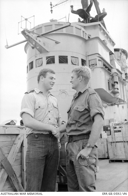 Two brothers, one in the Army and the other in the Navy, saw each other ...