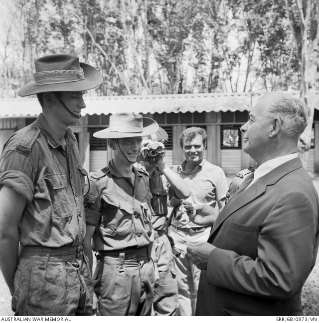 Nui Dat, South Vietnam. 1968-11. New Zealand Prime Minister, Keith ...