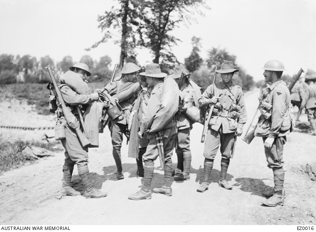 Informal group portrait of six unidentified infantrymen of the 2nd ...