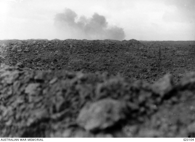 No man's land as seen from the Australian front line, showing a British ...