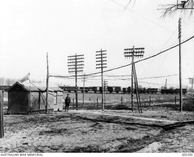 A British Official Photographer's view of a Corps Signal Station at a ...