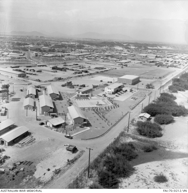 Vung Tau, South Vietnam. April 1970. Aerial view of the 1st Australian ...