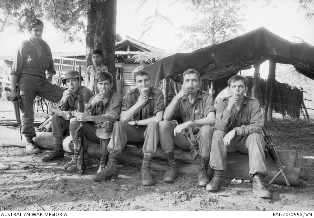 PHUOC TUY PROVINCE, VIETNAM. 1970-07. FIVE SOLDIERS FROM 8TH BATTALION ...