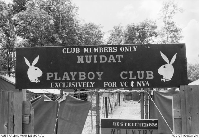 Nui Dat, Vietnam. August 1971. The sign over the entrance to the ...