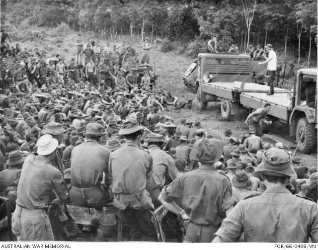 Vietnam. 1966-06. Soldiers of the Australian Task Force gathered on a ...