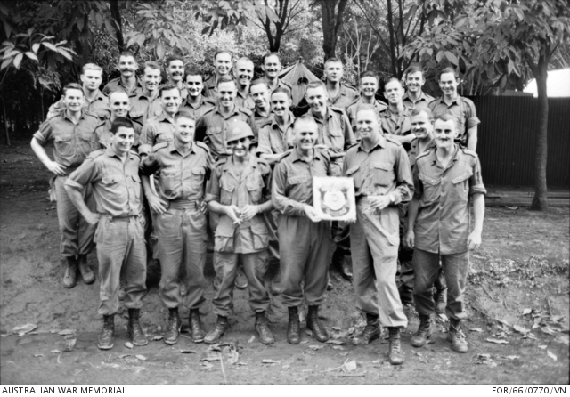 Vietnam. 1966-09. Group portrait at presentation for 2 Troop of 1 Field ...