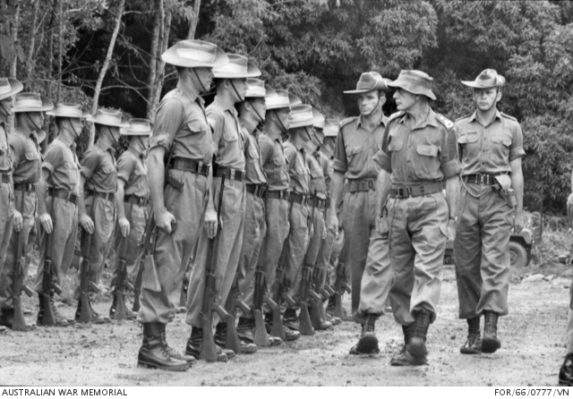 Vietnam. 1966-09. Task Force Commander Brigadier O. D. Jackson inspects ...