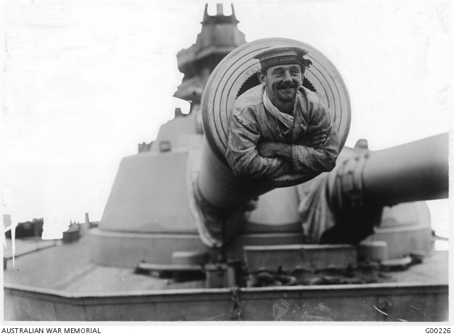 Worthy of each other: A British bluejacket photographed in the muzzle ...