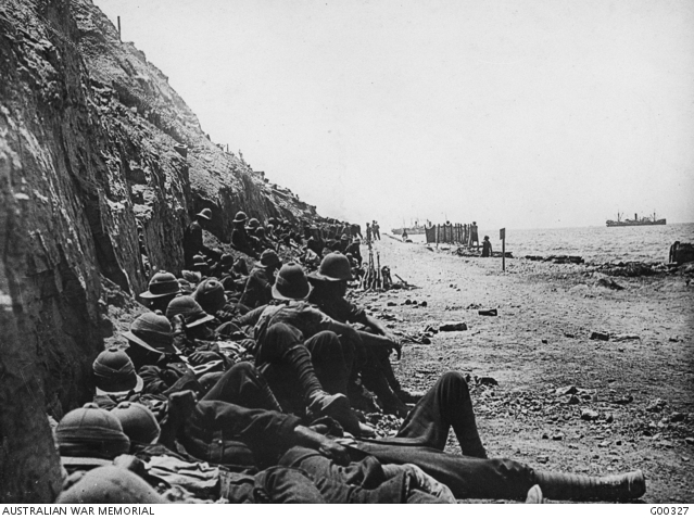 A Turkish Army shell bursting in the water close to British Army ...