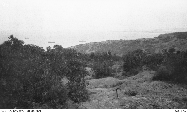 Gallipoli Peninsula, Turkey. October 1915. Shrapnel shelters on Razor ...