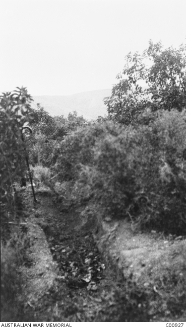 Gallipoli, Turkey. 25 April 1915. A dugout made on Razor Back, during ...