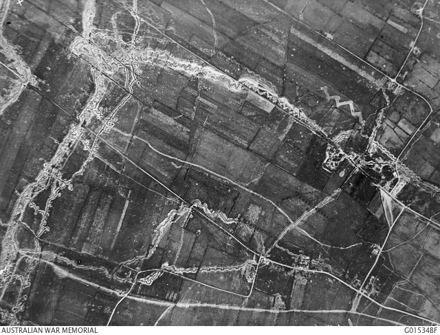 An aerial view of Corner Fort, a prominent feature in the German ...
