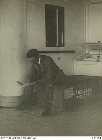 CEW Bean original caption : At Sea. November 1914. M. Guillaux, a ...