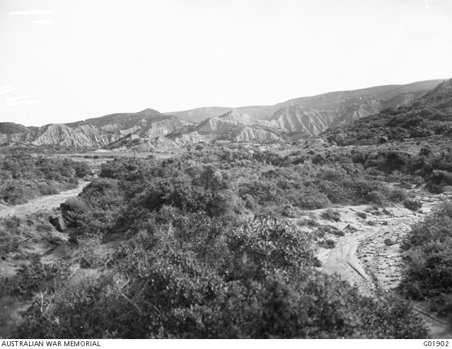 Looking from a point near the beach between No 1 and No 2 Outposts ...
