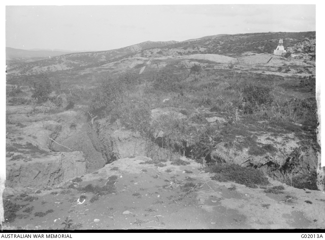 Looking across the Nek from the Australian trenches to Baby 700. A ...