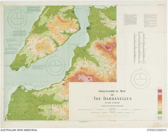 Orographic map of the Dardanelles sheet 1 | Australian War Memorial