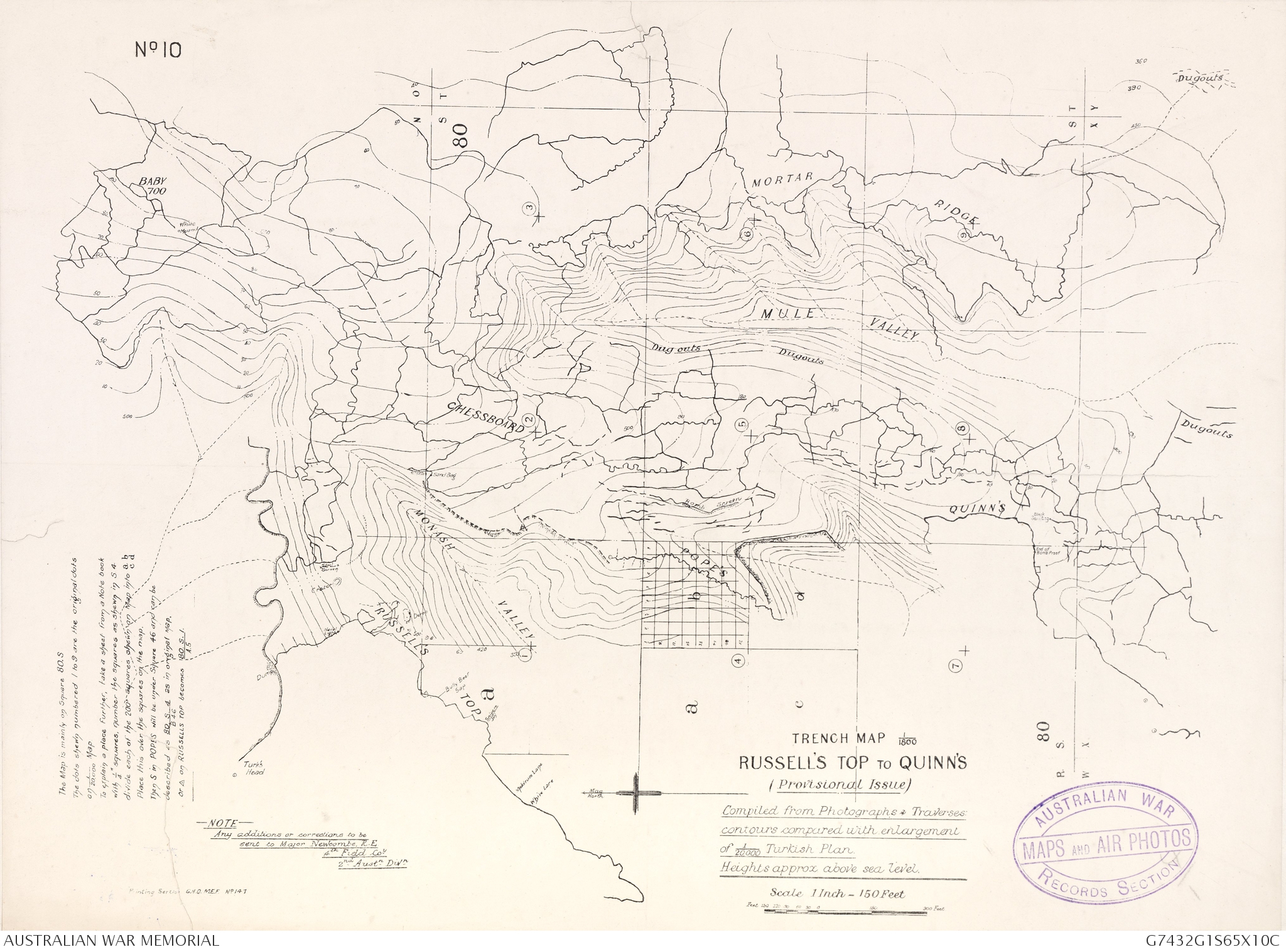 Trench map from Russell's Top to Quinn's | Australian War Memorial