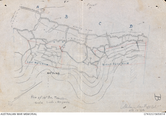 Plan of 12th Bn trenches | Australian War Memorial