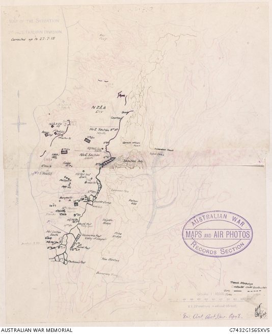 Map of the situation 1st Aus div | Australian War Memorial