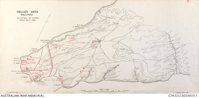 Helles Area Gallipoli Situation at Dawn April 25 | Australian War Memorial