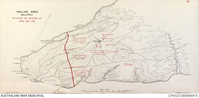Helles Area Gallipoli Situation on Evening April | Australian War Memorial