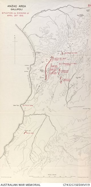Anzac Area Gallipoli Situation on Evening of Apr | Australian War Memorial