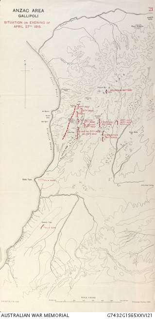 Anzac Area Gallipoli Situation on Evening of Apr | Australian War Memorial