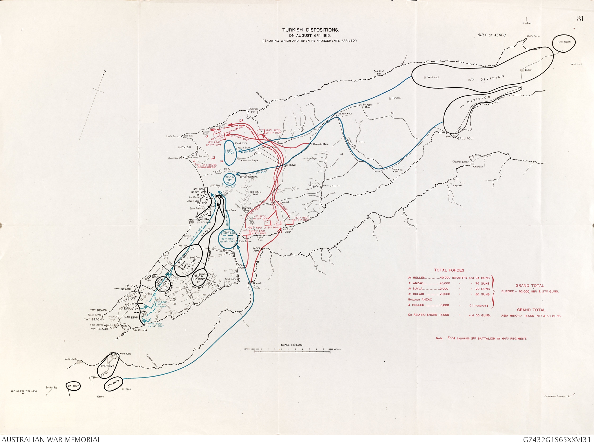 Turkish Dispositions on August 6th 1915 | Australian War Memorial