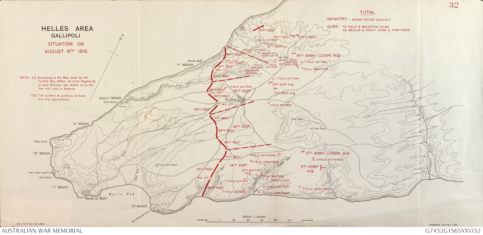Helles Area Gallipoli Situation on August 6th 19 | Australian War Memorial