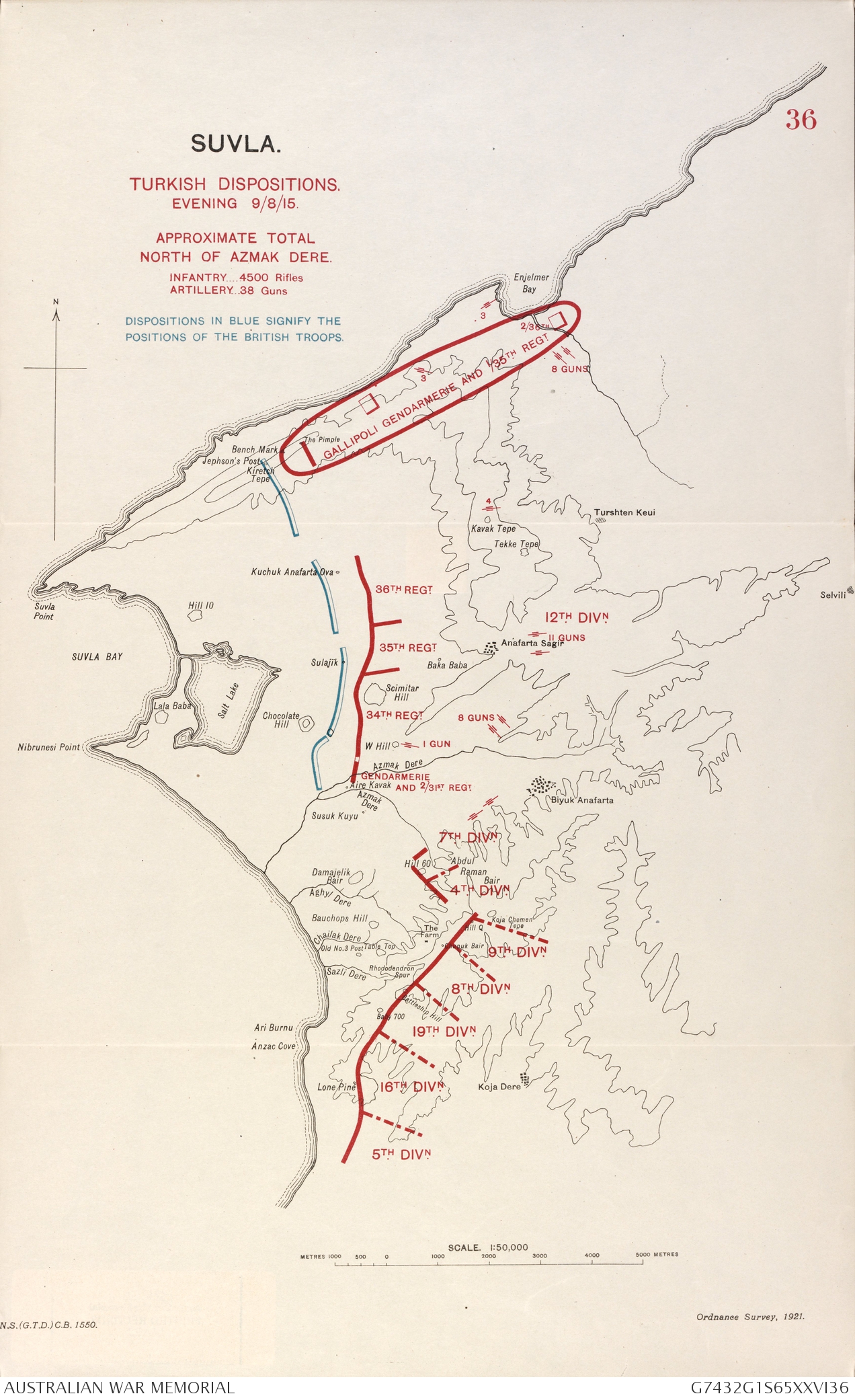 Suvla Turkish Dispositions Evening 9/8/15 | Australian War Memorial