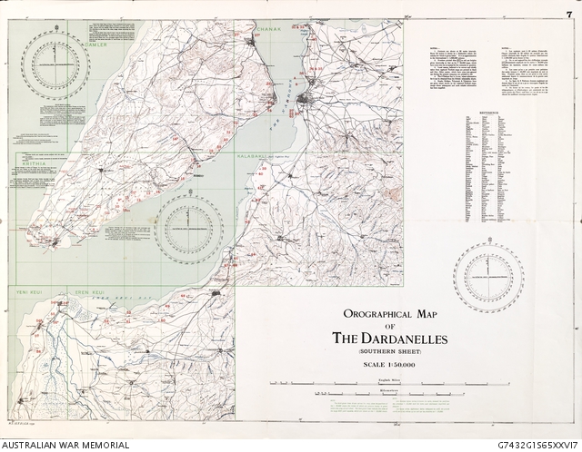 Orographic map of the Dardanelles: southern sheet | Australian War Memorial